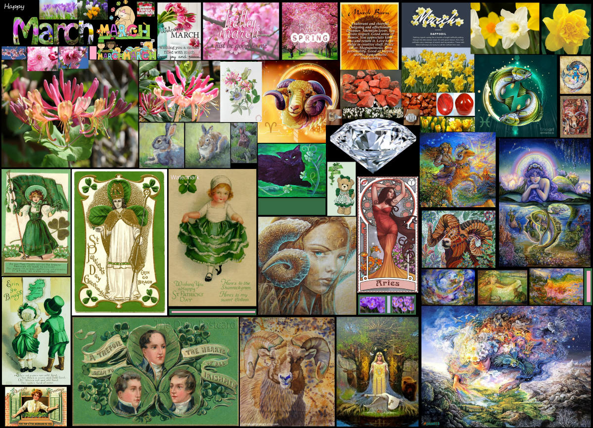 Solve March Symbols jigsaw puzzle online with 108 pieces