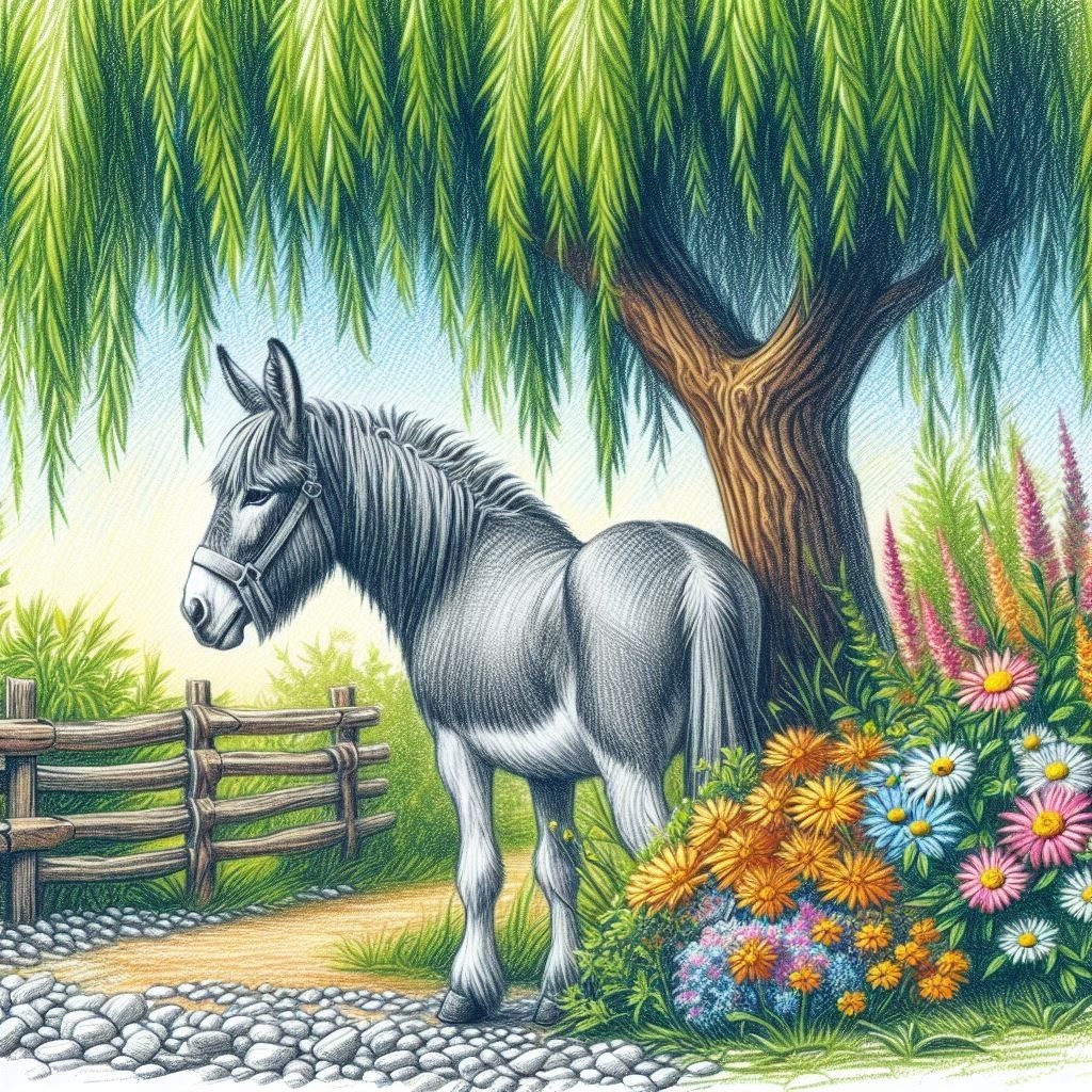Solve PUZZLE - Donkey Standing Under A Tree jigsaw puzzle online with ...
