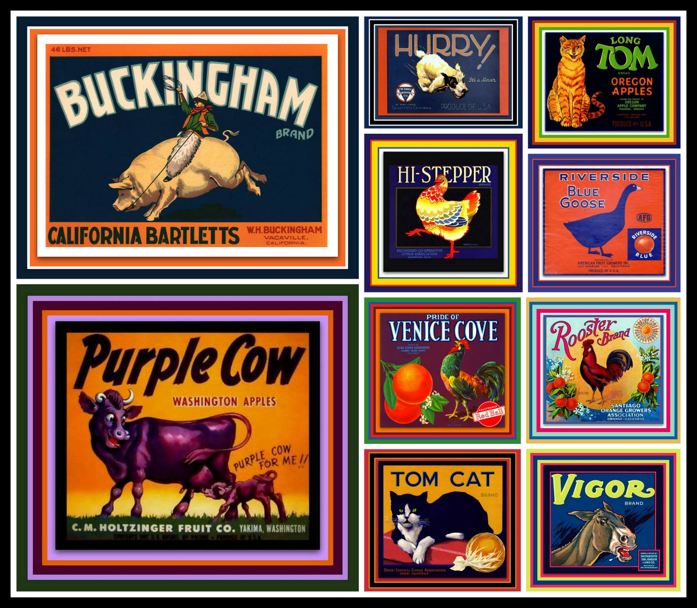 Solve Theme - Farm Animals- Vintage Fruit Crate Labels jigsaw puzzle ...