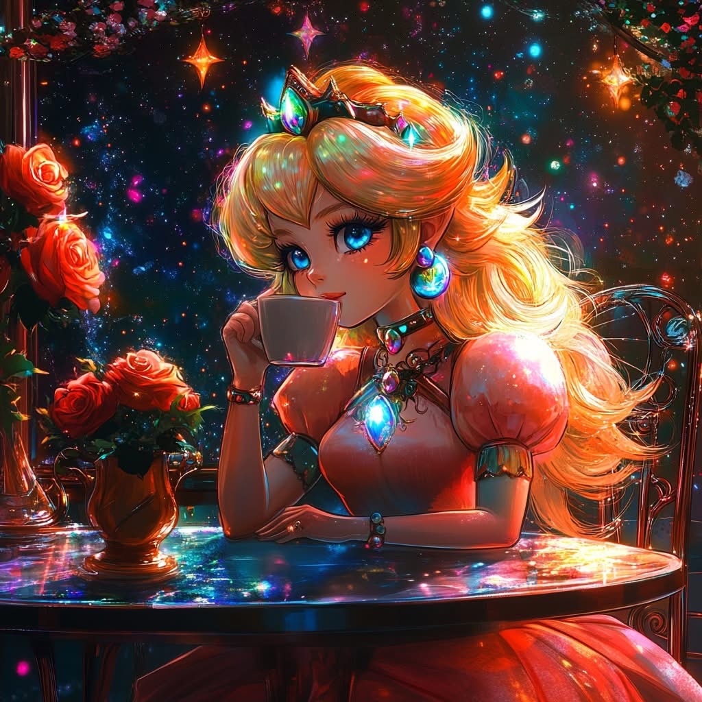 Solve Tea with Princess Peach jigsaw puzzle online with 81 pieces