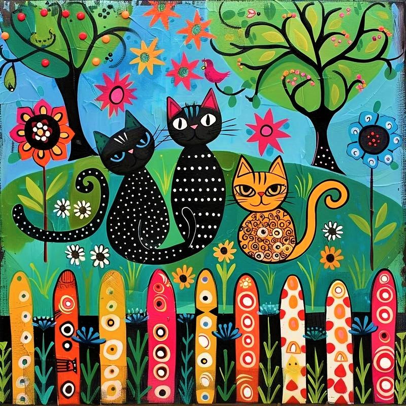 Solve "Cat Art" jigsaw puzzle online with 81 pieces