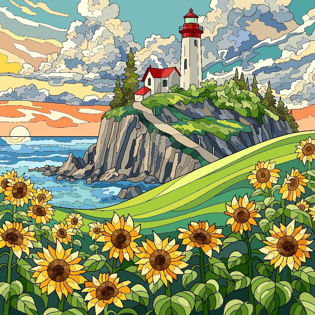 Solve PUZZLE - Lighthouse On The Rock jigsaw puzzle online with 81 pieces