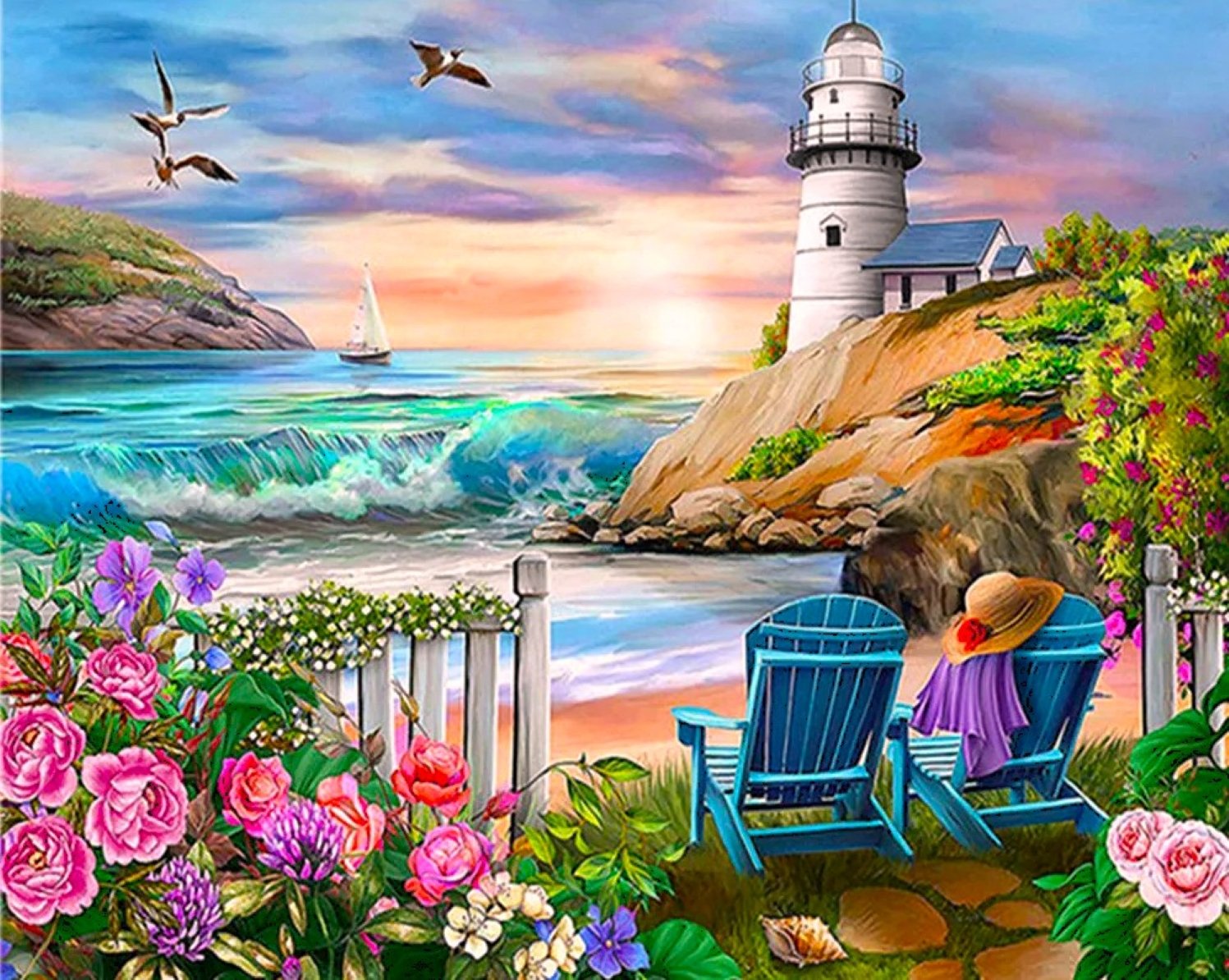 Solve Seaside Lighthouse jigsaw puzzle online with 80 pieces
