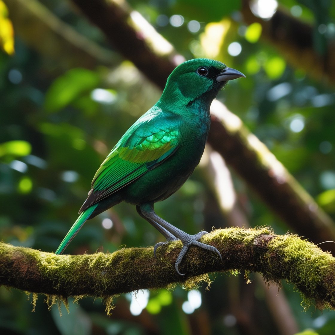 Solve A vibrant emerald green bird with iridescent feathers jigsaw ...