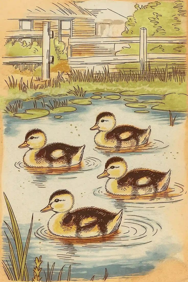 Solve Four Little Ducks... jigsaw puzzle online with 96 pieces