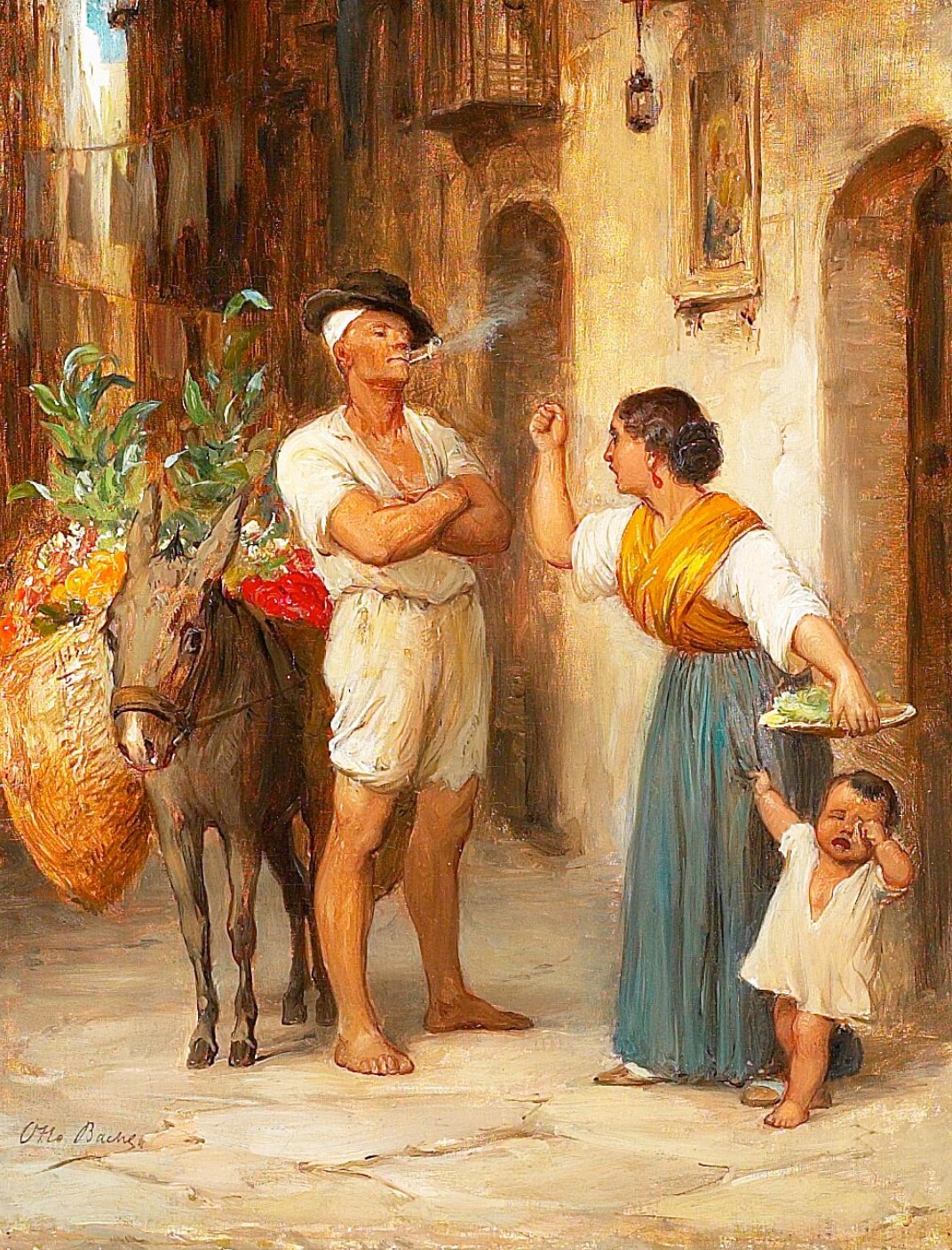 Solve Italian Street Scene: A Woman Arguing with a Greengrocer with a ...