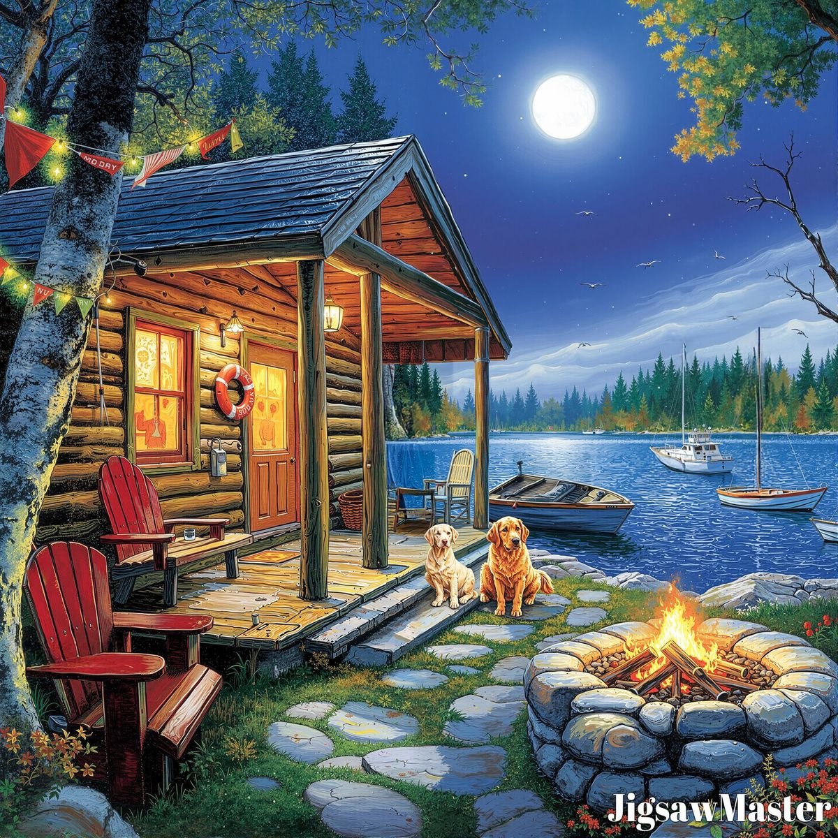 Solve Cabin by the Lake jigsaw puzzle online with 121 pieces