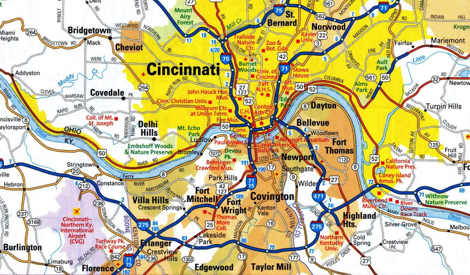 Solve Road Map of Cincinnati jigsaw puzzle online with 170 pieces