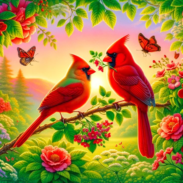 Solve puzzle - 2 Cardnials jigsaw puzzle online with 81 pieces