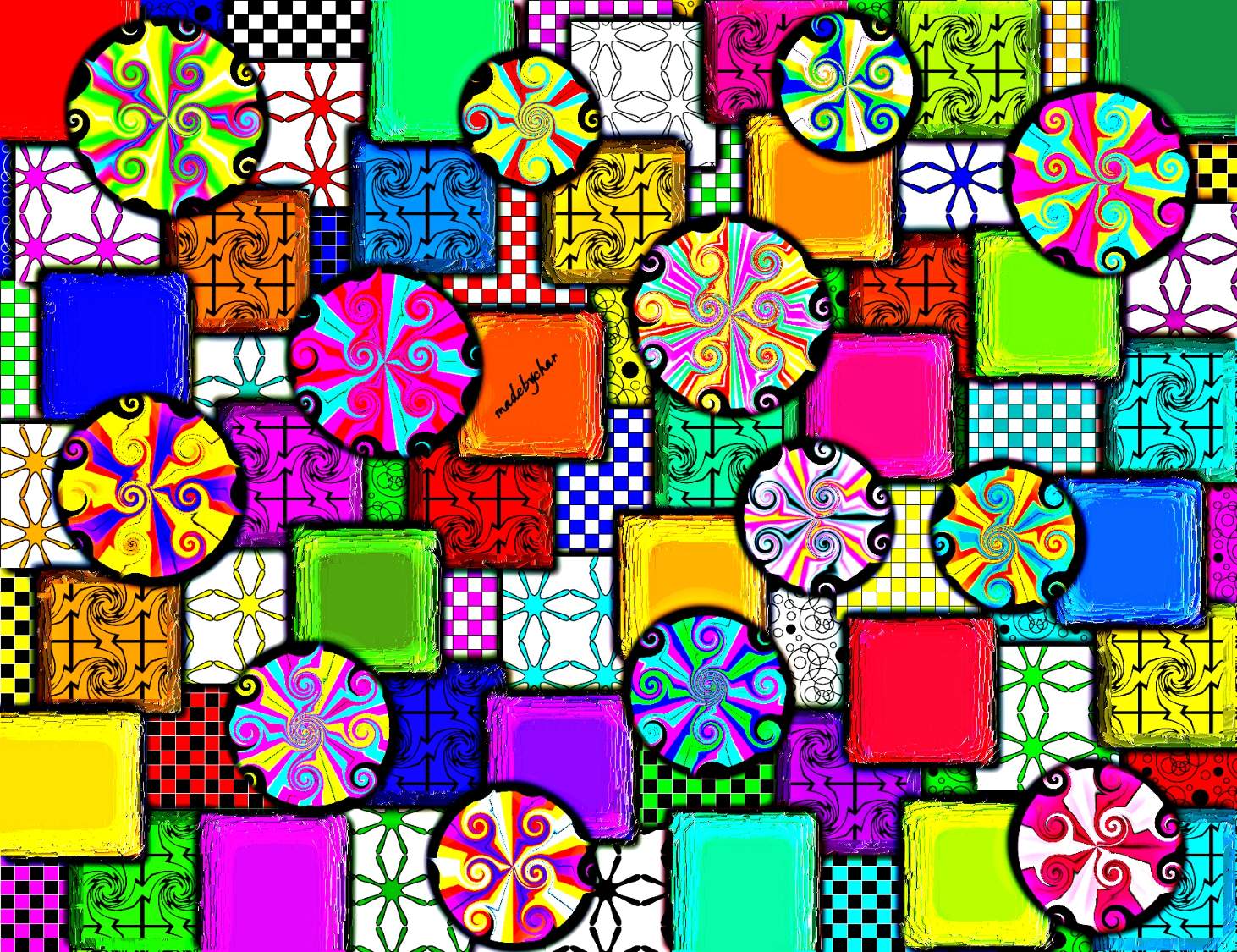 Solve Swirly Circles and Squares.... jigsaw puzzle online with 99 pieces