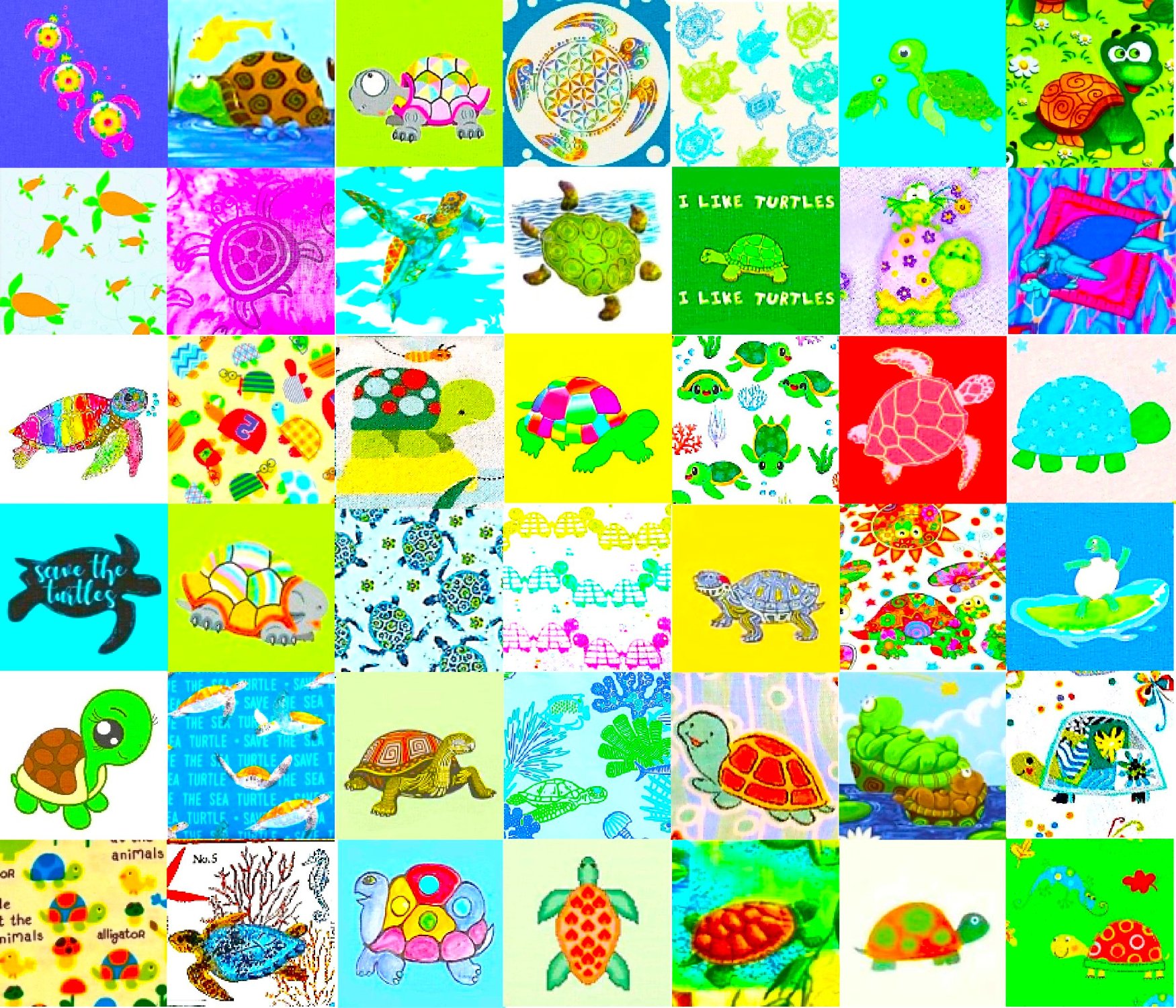 Solve PATCHWORK TURTLES jigsaw puzzle online with 72 pieces