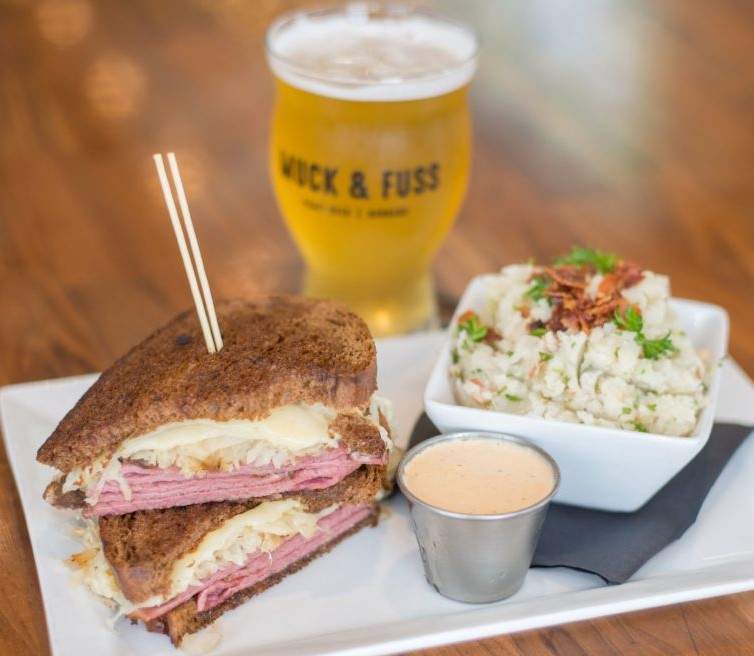 Solve Reuben Sandwich, German potato salad, and beer at the Muck & Fuss ...