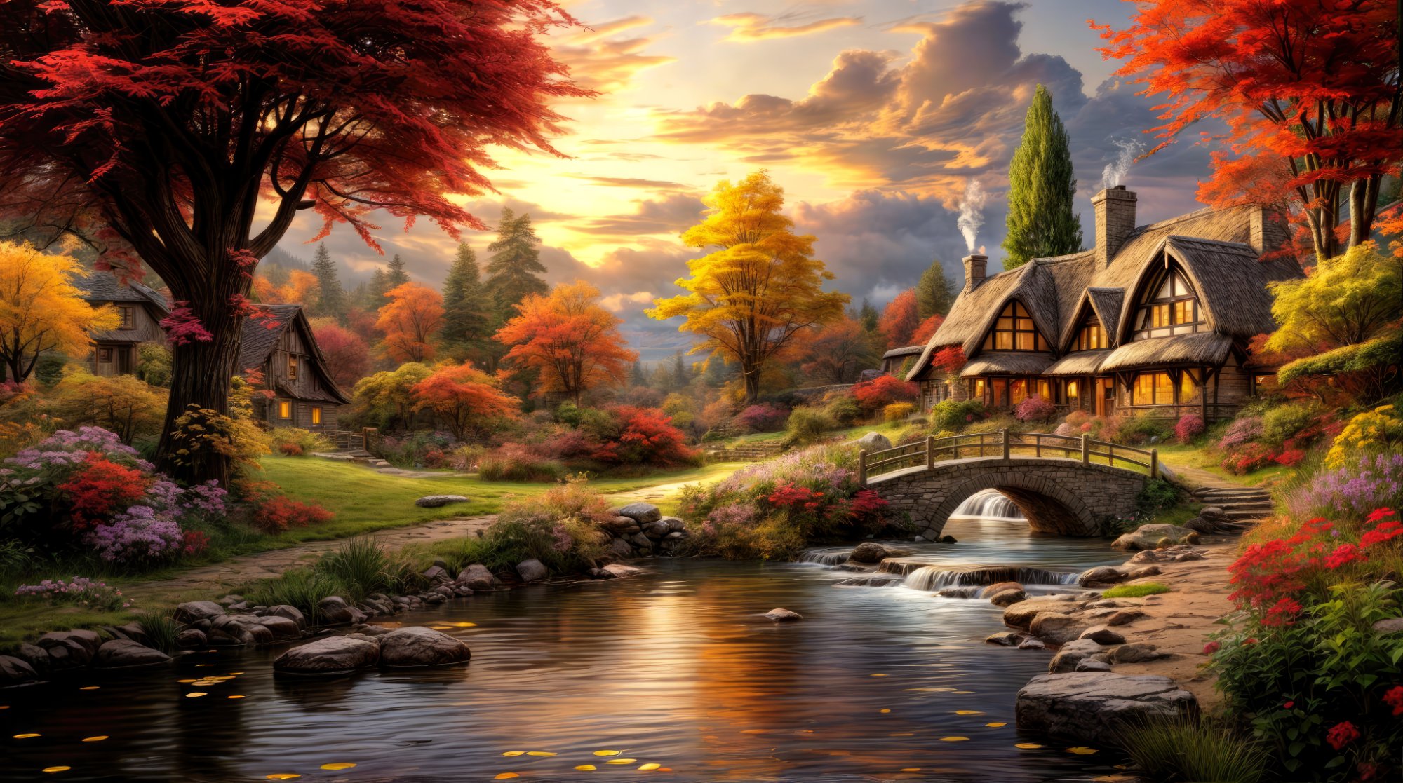 Solve PUZZLE - Autumn Countryside jigsaw puzzle online with 84 pieces