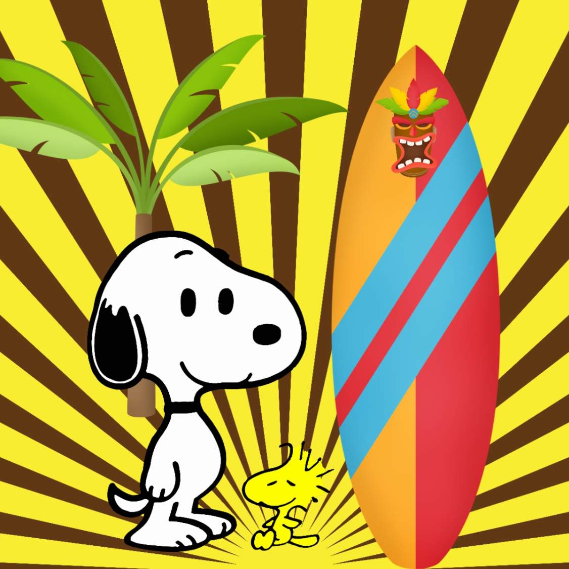 Solve Snoopy Surfboard jigsaw puzzle online with 49 pieces