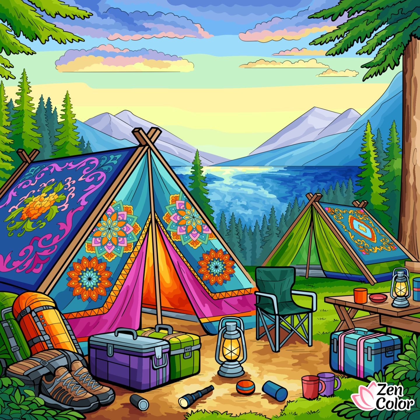 Solve puzzle - camping jigsaw puzzle online with 196 pieces