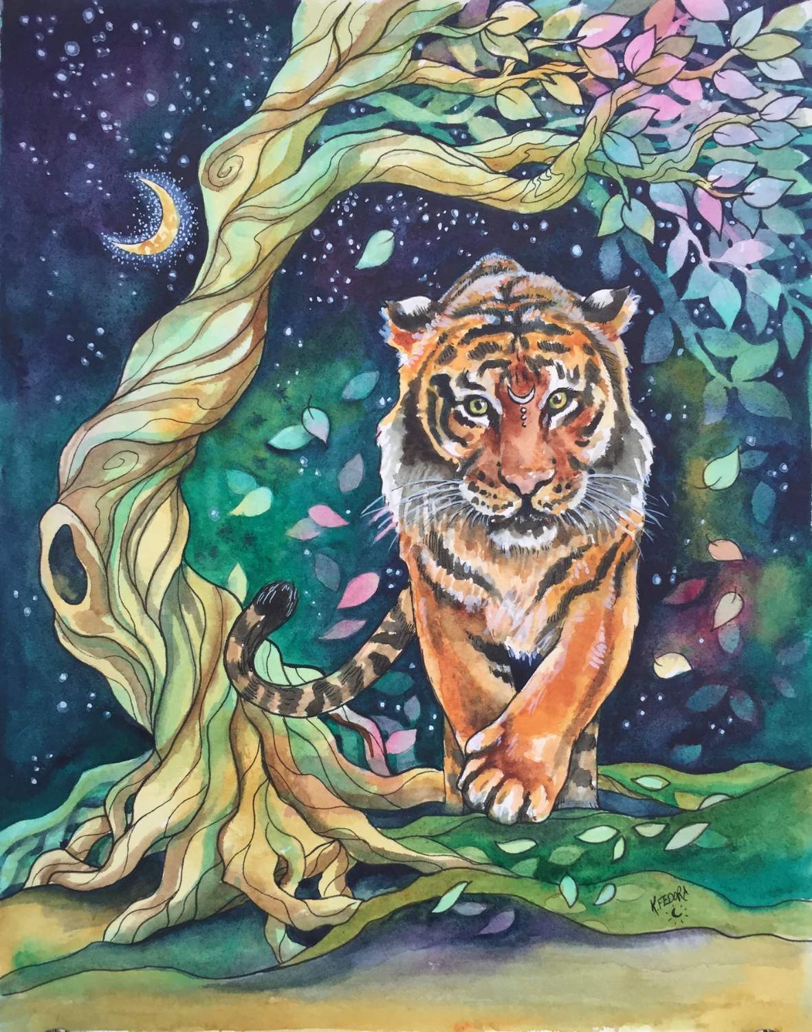 Solve Zen Tiger - by Kat Fedora jigsaw puzzle online with 154 pieces