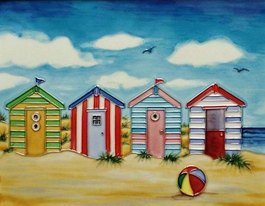 Solve Beach Huts jigsaw puzzle online with 63 pieces