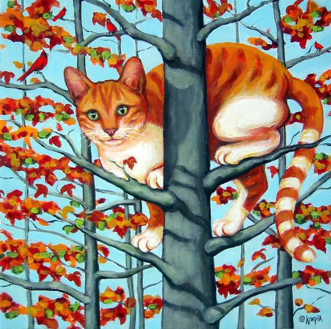 Solve Cat-in-Camouflage---Orange-Tabby-Fall-Autumn-Tree jigsaw puzzle ...