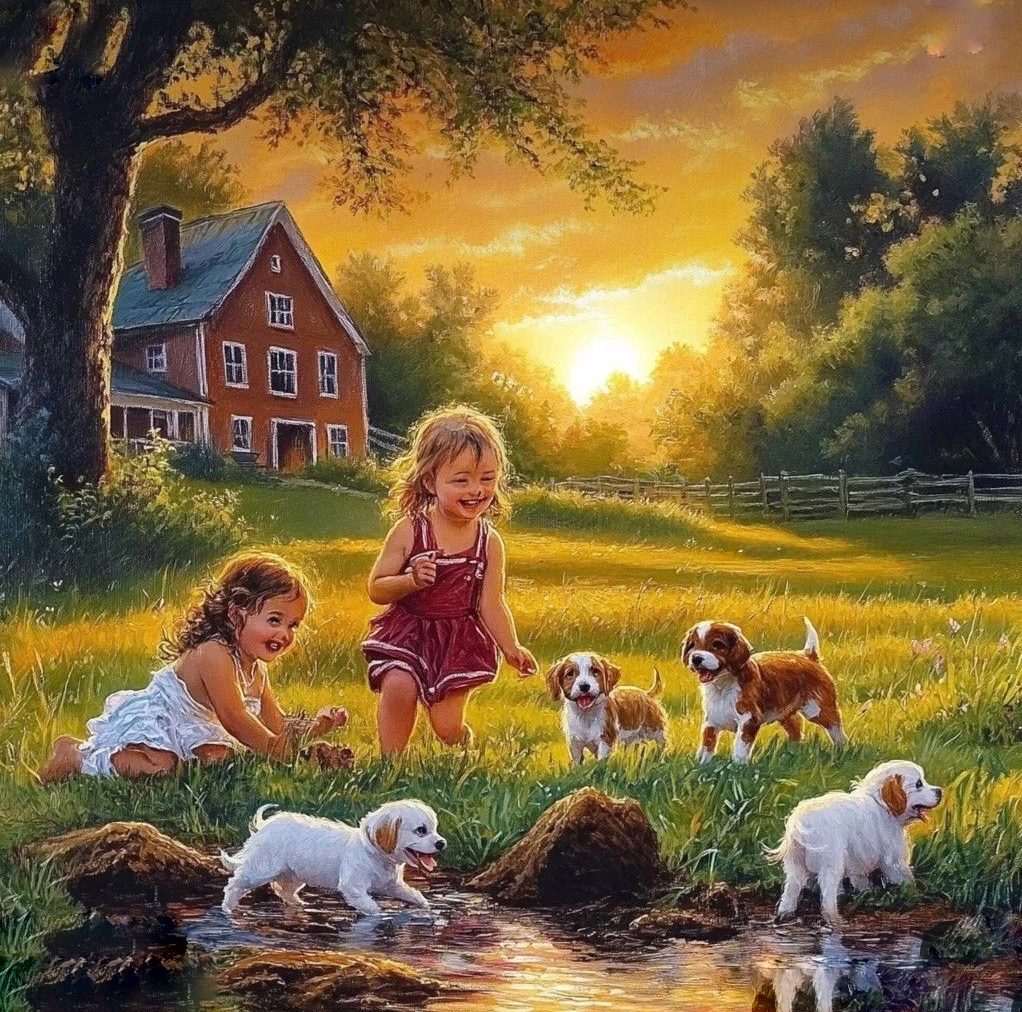 Solve Puddle and puppies jigsaw puzzle online with 196 pieces