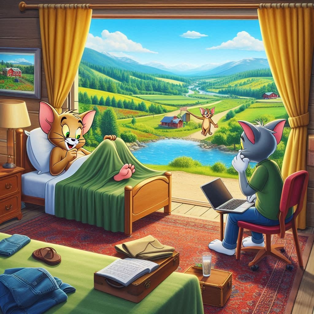 Solve Room with a view......Tom and Jerry jigsaw puzzle online with 36 ...
