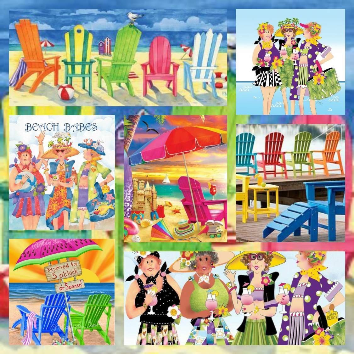 Solve BEACH BABES jigsaw puzzle online with 81 pieces