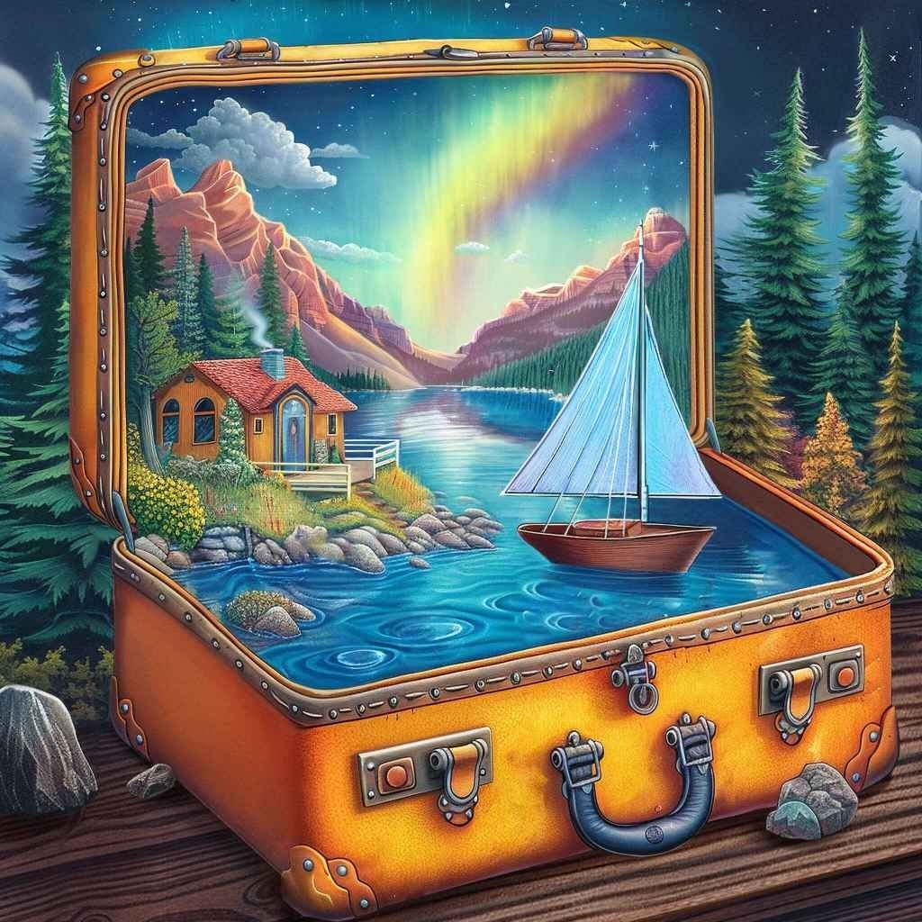 Solve Suitcase with dreams jigsaw puzzle online with 81 pieces