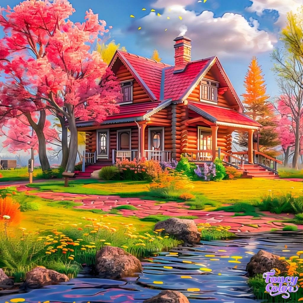 Solve PUZZLE - Log House In The Country jigsaw puzzle online with 81 pieces
