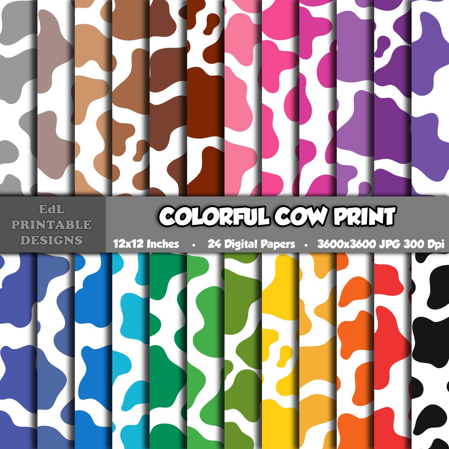 Solve Colorful Cow Print jigsaw puzzle online with 100 pieces