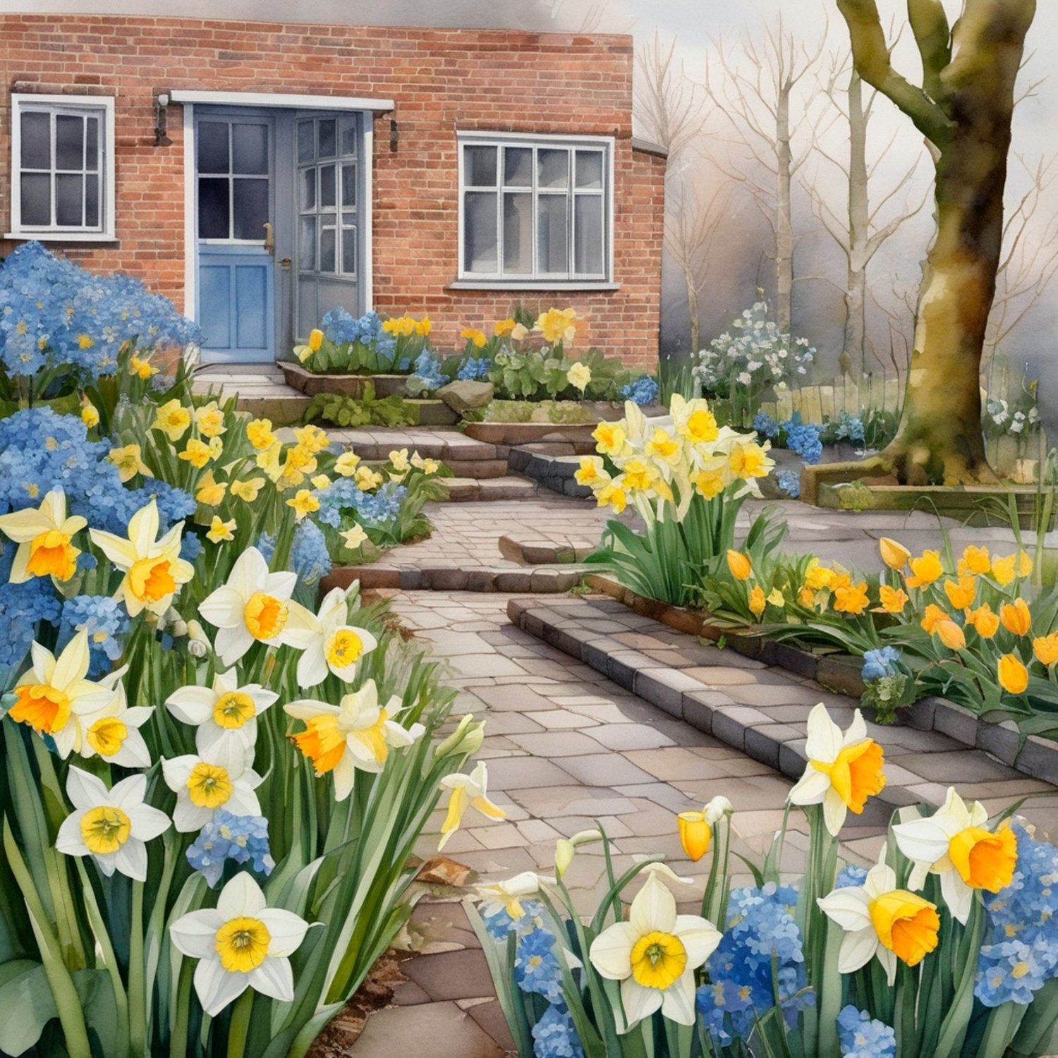 Solve The frontgarden in spring jigsaw puzzle online with 144 pieces