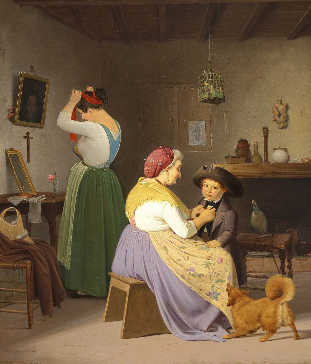 Solve Albert Kuchler - Scena Familiare jigsaw puzzle online with 255 pieces