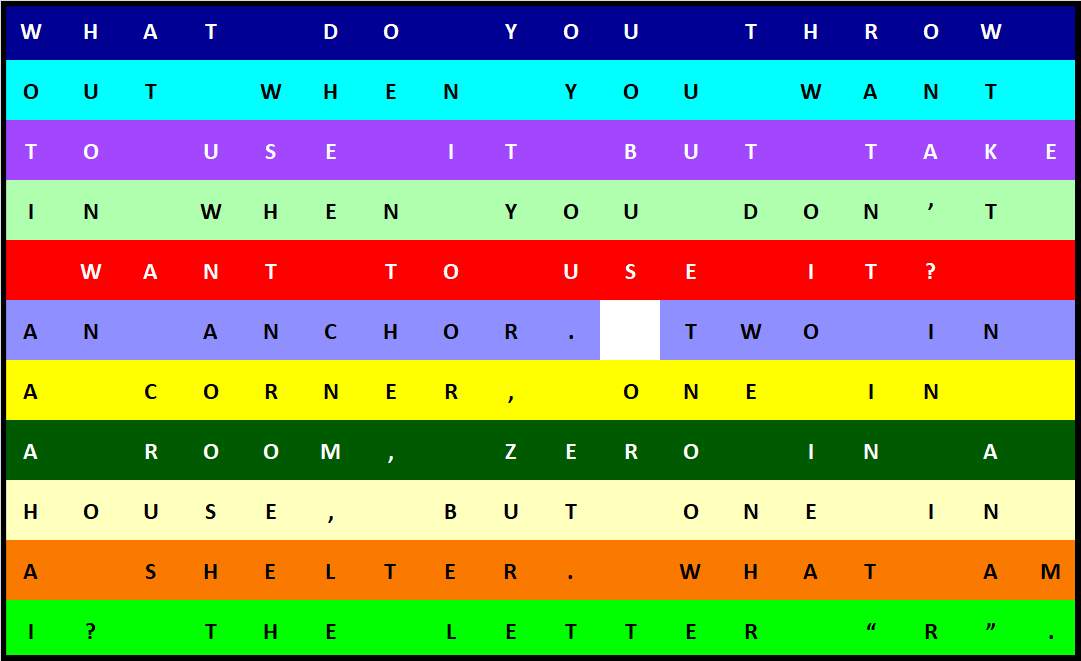 Solve Word 160 Riddle Me This 198 jigsaw puzzle online with 198 pieces