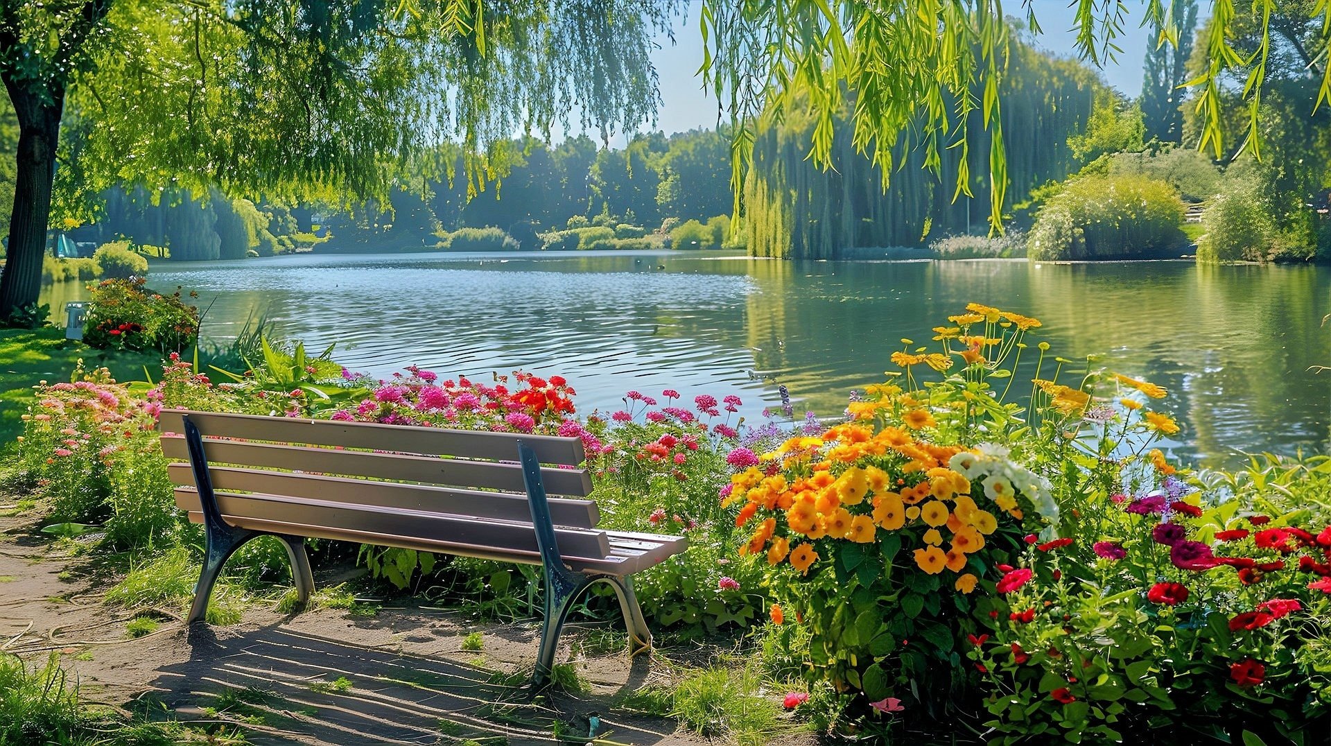 Solve Lakeside Bench, resizable 15 to 589 pieces jigsaw puzzle online ...