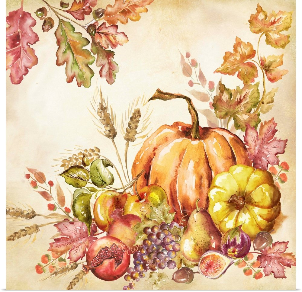 Solve Watercolor Harvest Pumpkins ll by Tre Sorelle Studios jigsaw puzzle online with 49 pieces