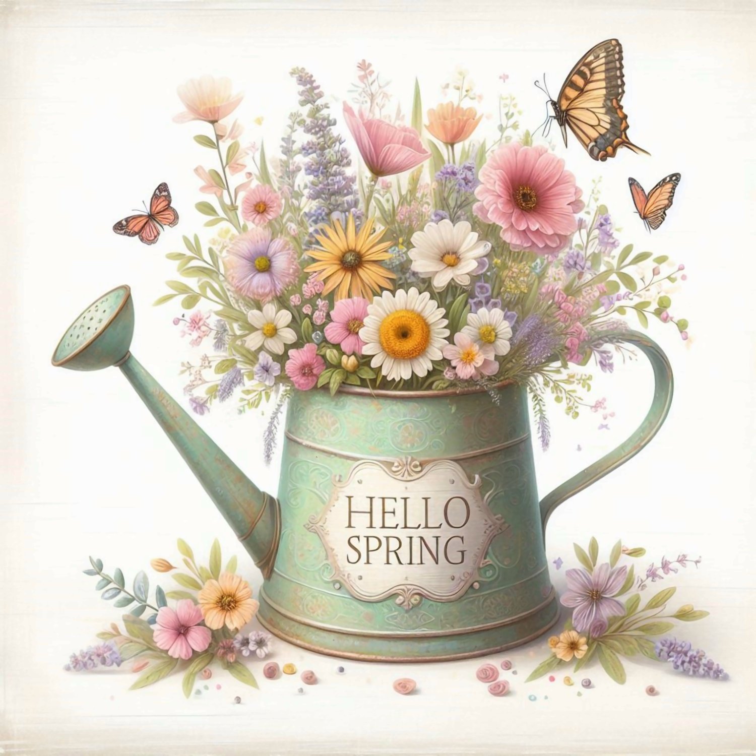 Solve Hello Spring Watering Can jigsaw puzzle online with 256 pieces