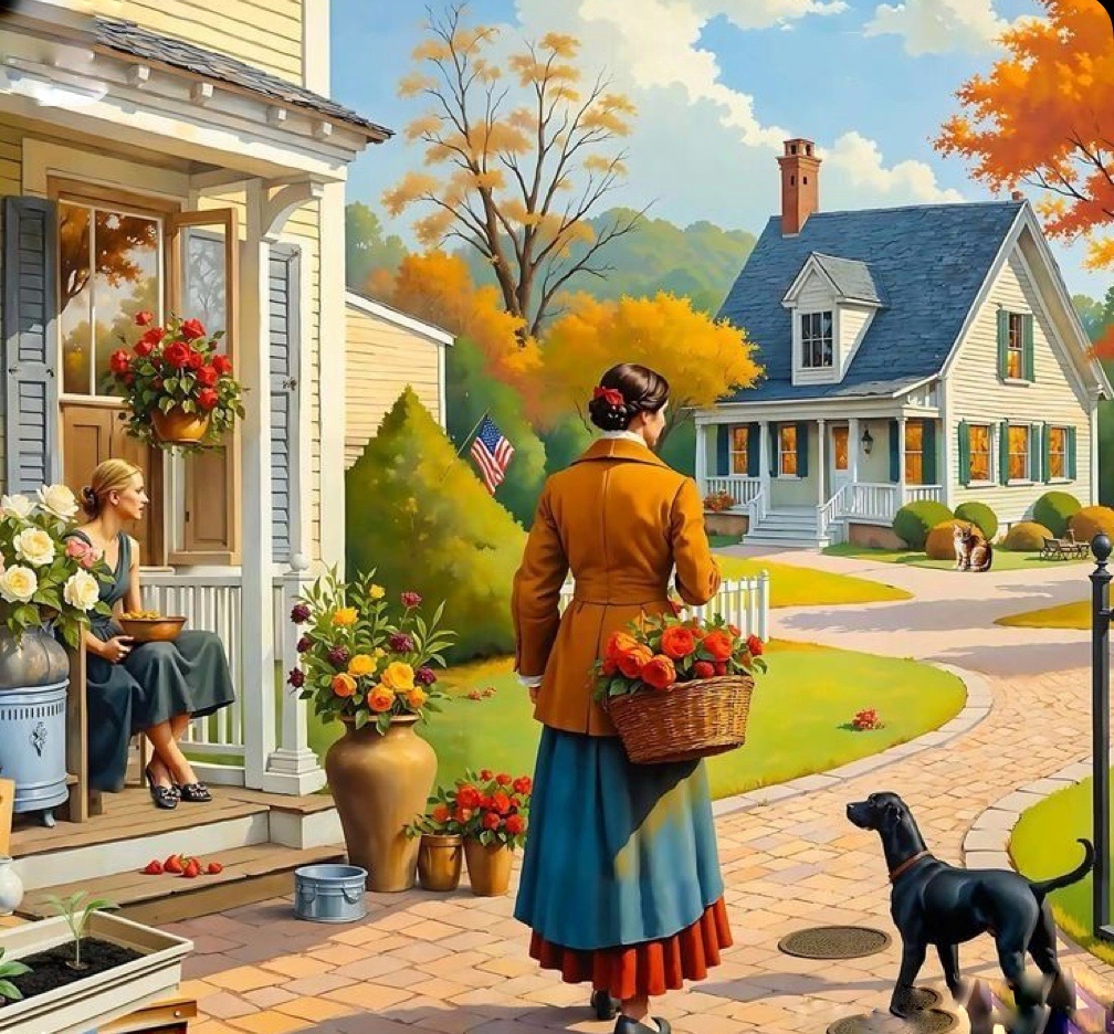 Solve Strolling in the neighborhood jigsaw puzzle online with 210 pieces