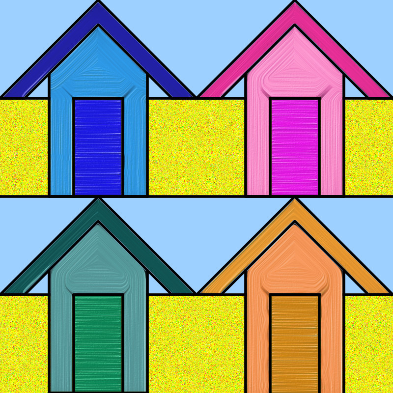 Solve Beach Huts jigsaw puzzle online with 100 pieces