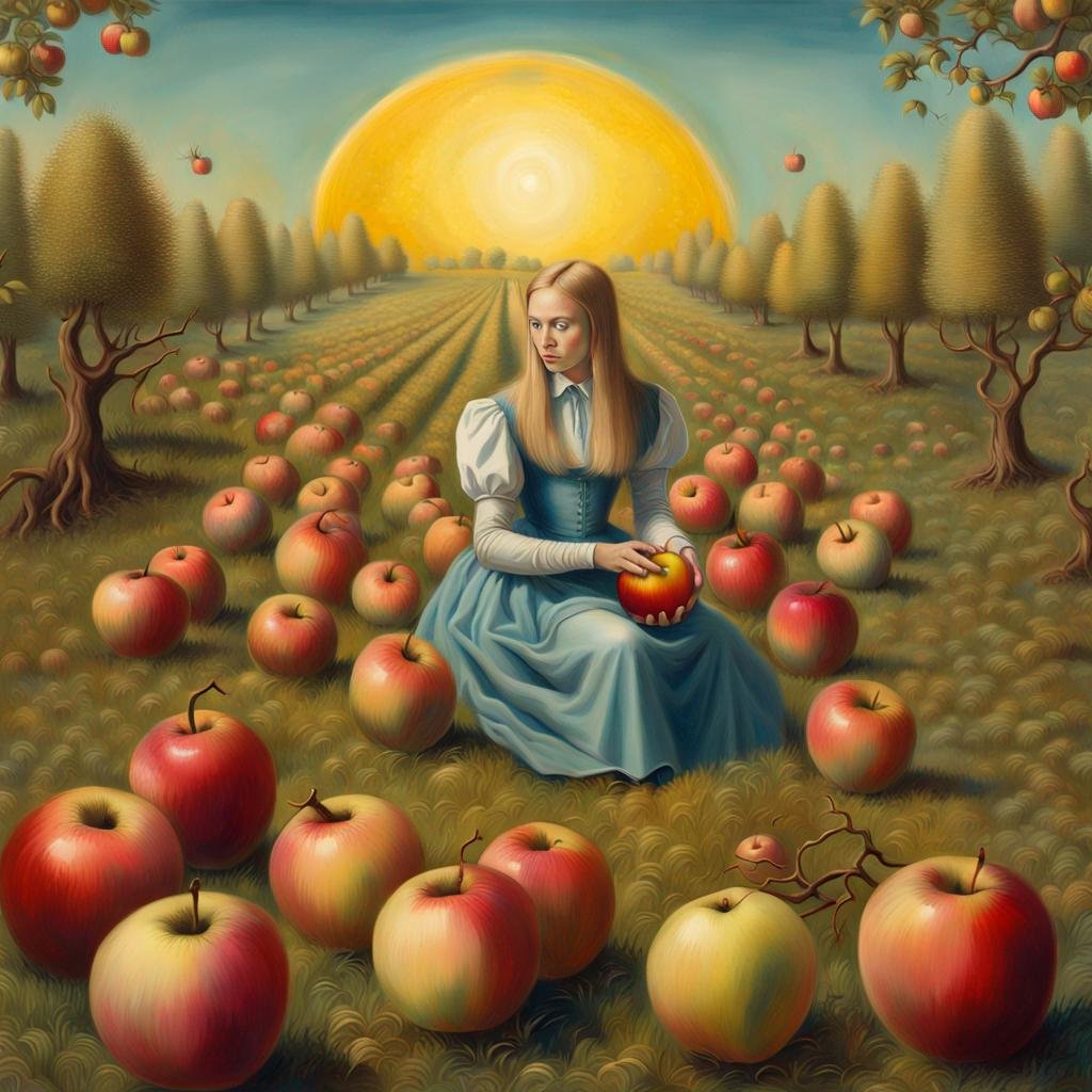 Solve alice_and_giant_apples jigsaw puzzle online with 49 pieces
