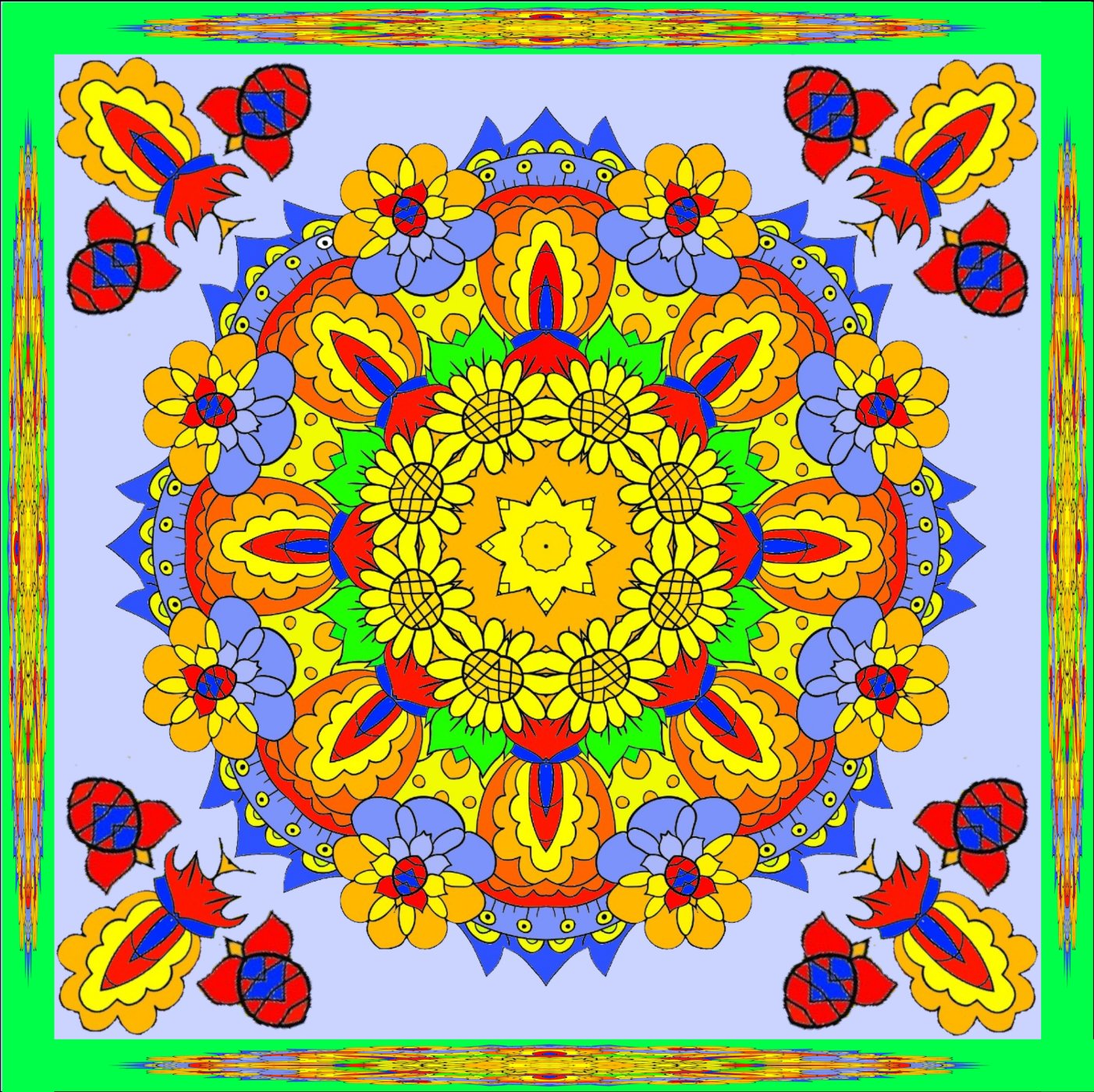 Solve Mandala Rockets - resize to 575 jigsaw puzzle online with 49 pieces