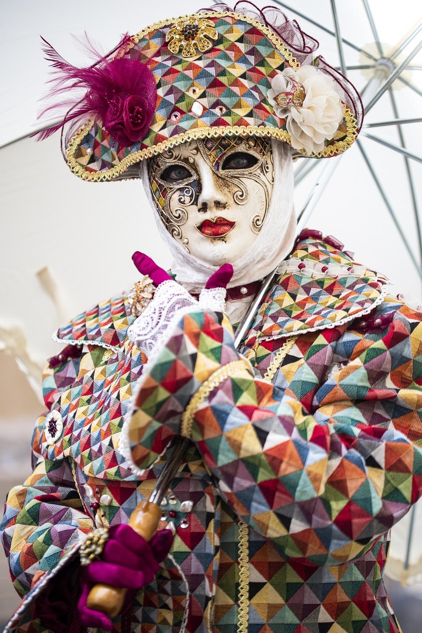 Solve Harlequin carnival costume jigsaw puzzle online with 96 pieces