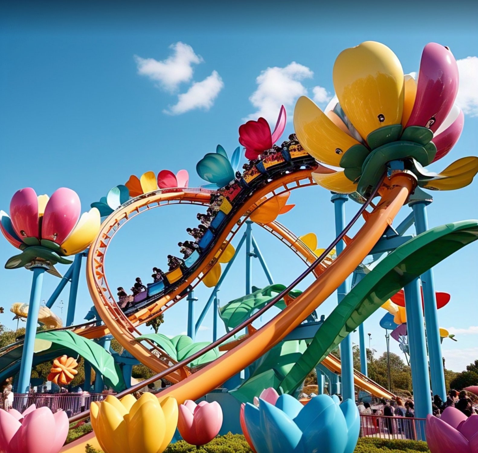 Solve Flower Themed Roller Coaster jigsaw puzzle online with 100 pieces