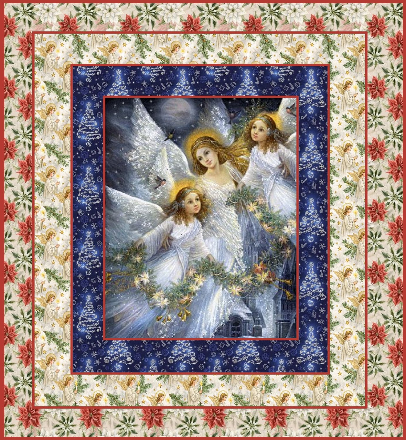 Solve Christmas Angel Trio (easy) jigsaw puzzle online with 121 pieces