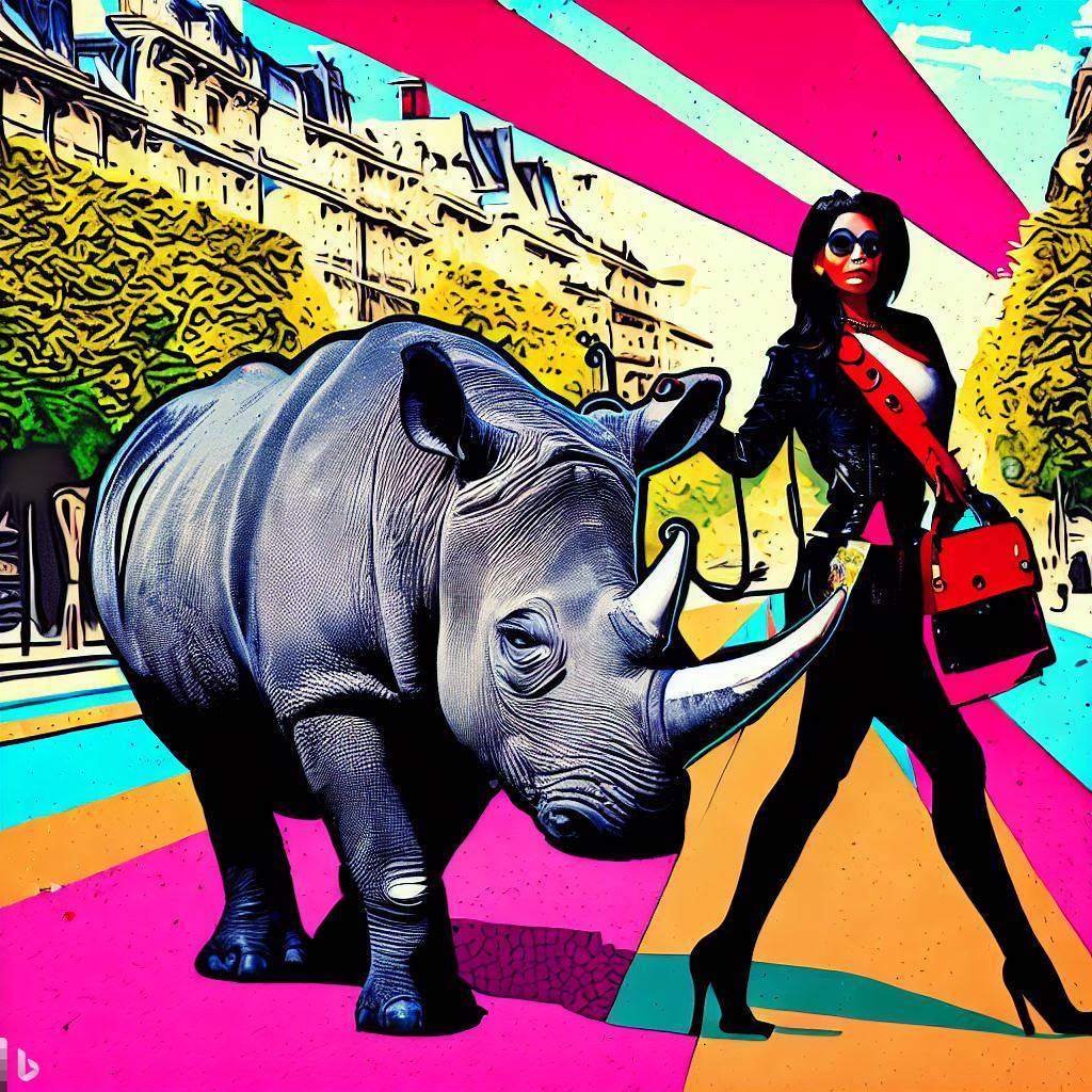 Jigsaw Puzzle | 225 pieces | Pop art lady and rhino | Jigidi