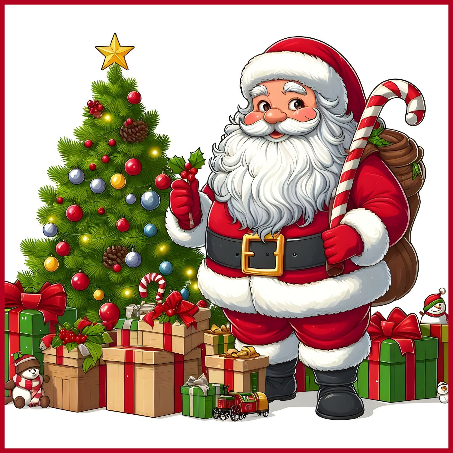 Solve Santa and Large Candy Cane, resizable 9 to 600 pieces jigsaw ...