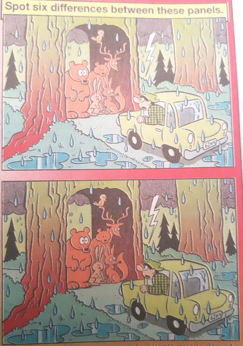 Solve Spot the 6 Differences jigsaw puzzle online with 12 pieces