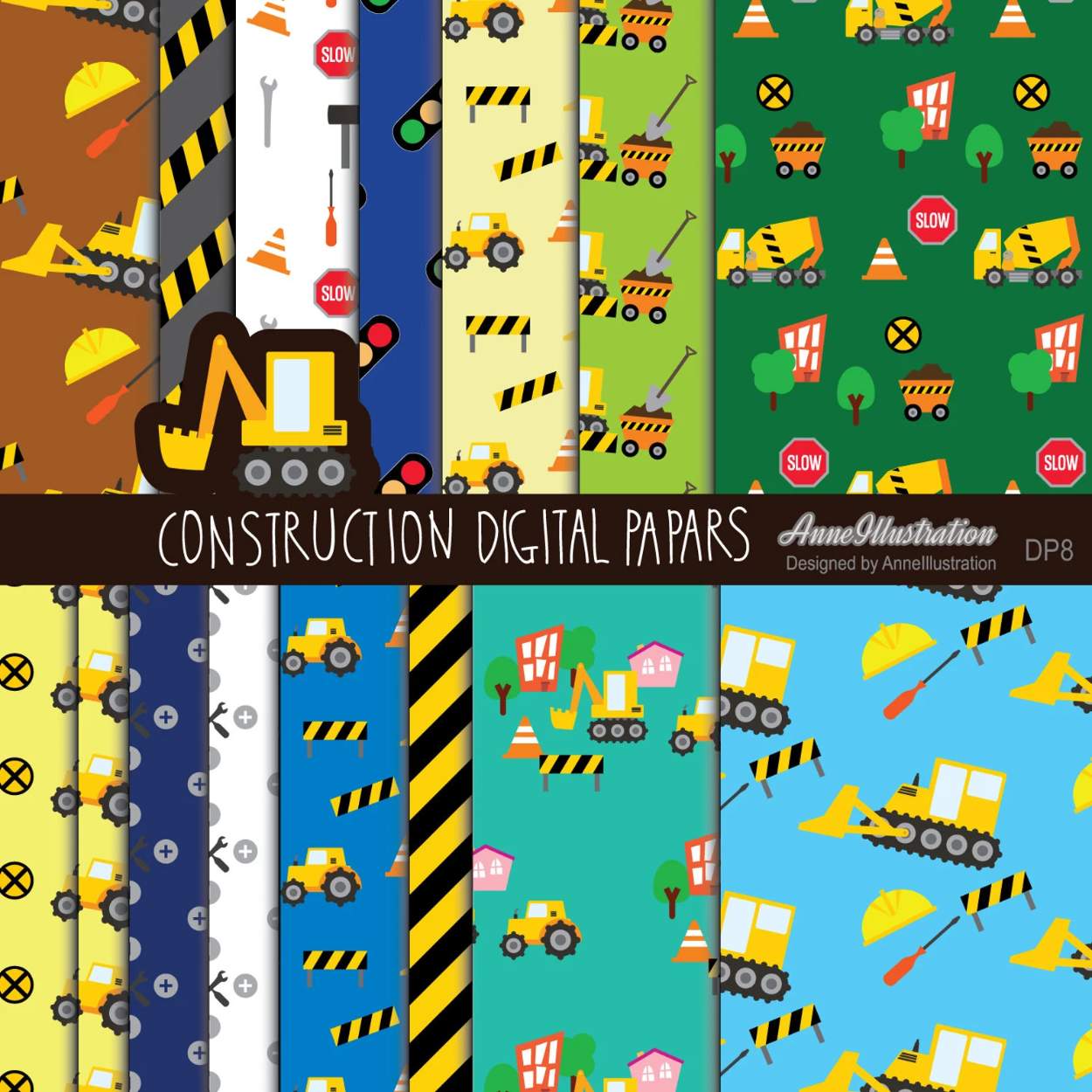 Solve Construction Digital Papers jigsaw puzzle online with 100 pieces