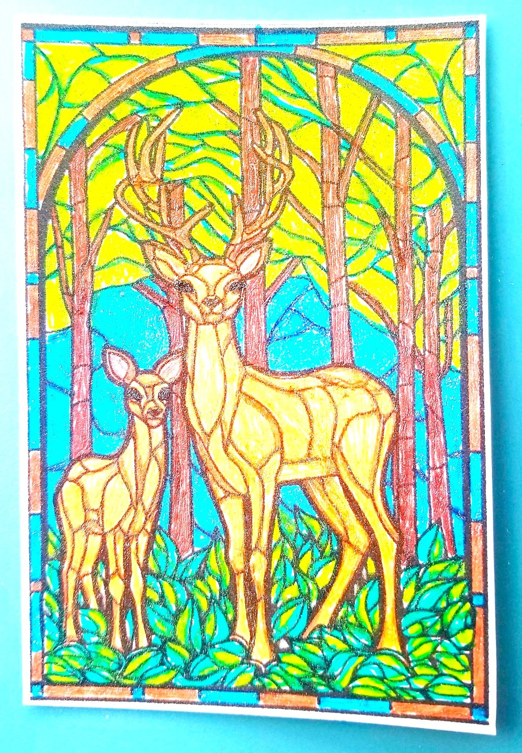 Solve Stained Glass ~ Two Deer in the Forest jigsaw puzzle online with ...