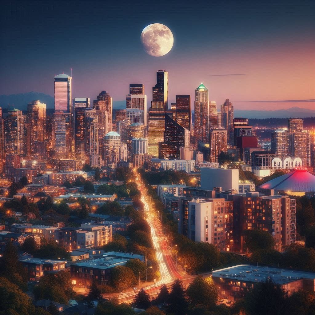 Solve Seattle Skyline jigsaw puzzle online with 49 pieces