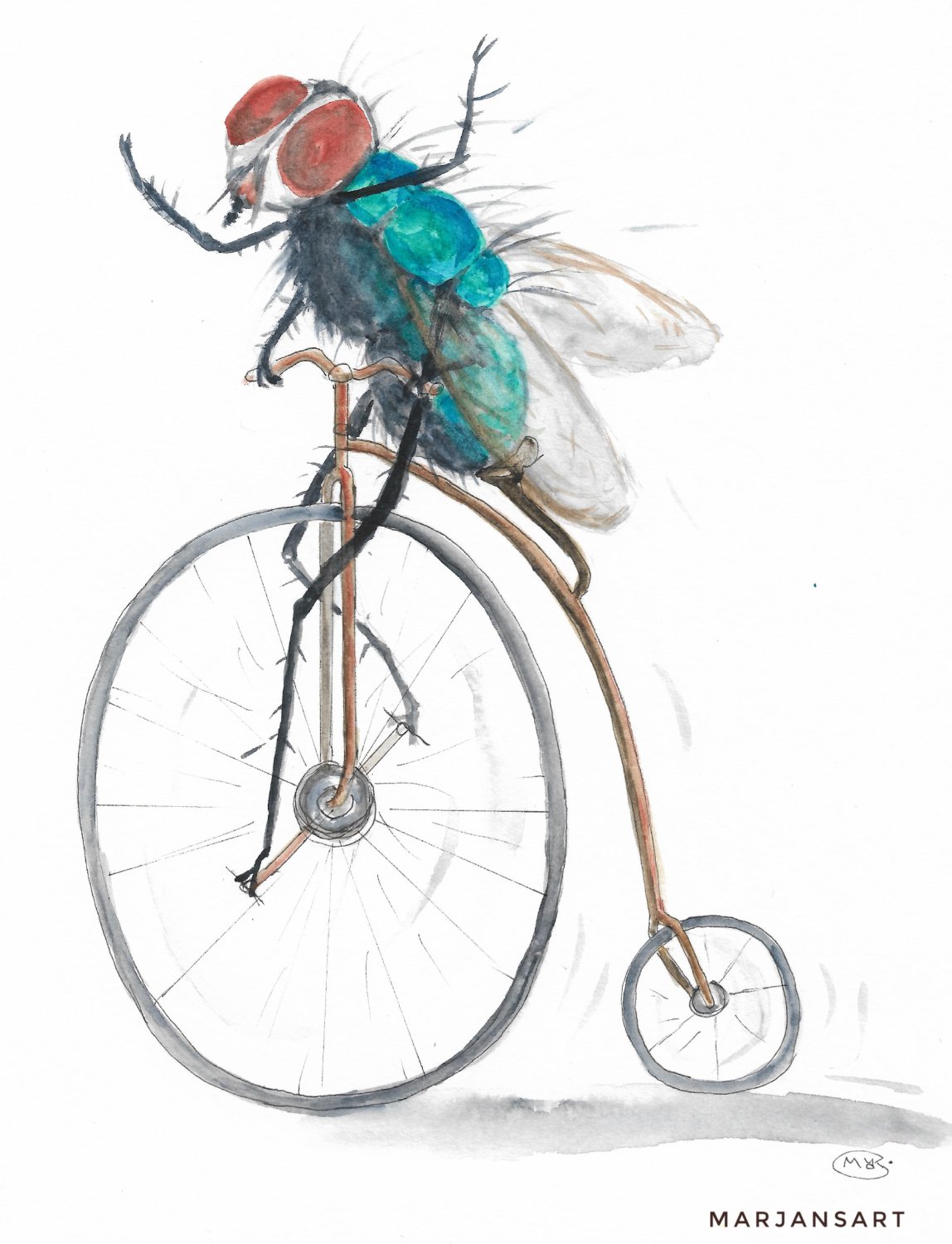 Solve "Flywheel" original watercolour jigsaw puzzle online with 48 pieces