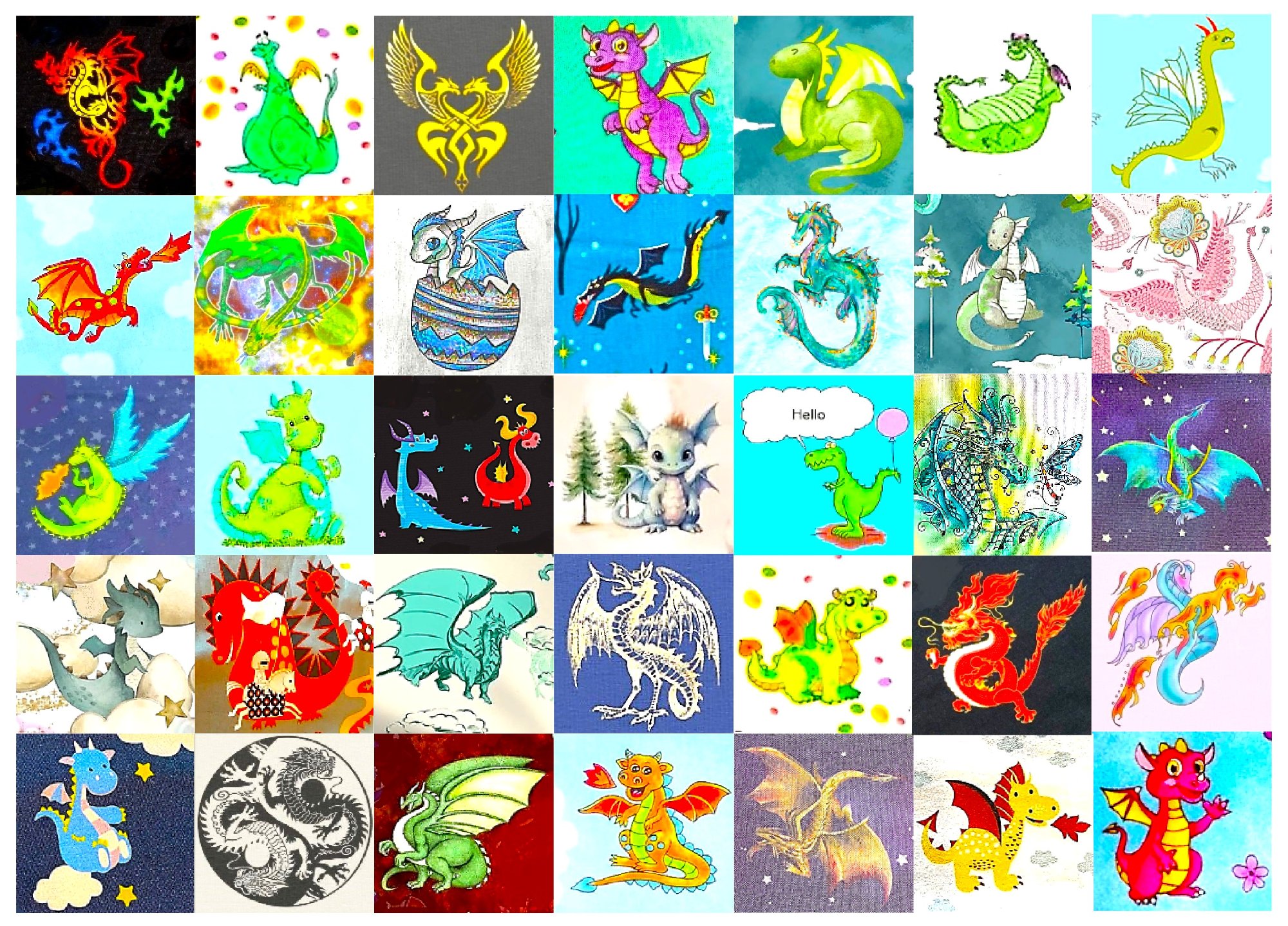 Solve PATCHWORK DRAGONS jigsaw puzzle online with 140 pieces