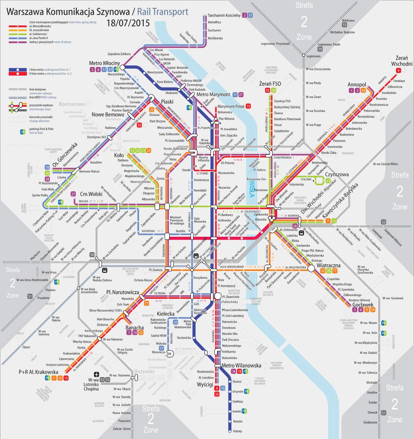 Solve Warsaw Transport Network Map jigsaw puzzle online with 600 pieces